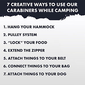 RALLT Wire Gate Carabiners - 12kN (2697lb) Snag-free Heavy Duty Carabiner Clip for Hiking, Hammock & Backpacking - Made with Lightweight, No Rust Aluminum Material- Camping Accessories (Black, 2 Pack)