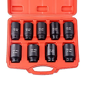 9 Pcs Axle Nut Hub Impact 1/2" Drive Socket 29 30 31 32 33 34 35 36 38mm Socket Set
