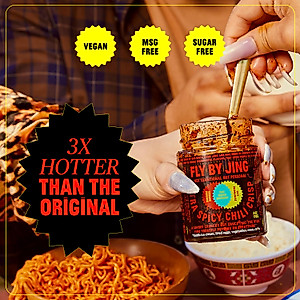 FLYBYJING Spicy Duo - Premium Sichuan & Xtra Spicy Chili Crisp Sauce Bundle - Hot & Savory - Elevates the Flavor of Any Dish - Perfect for Stir-fries, Dumplings, Noodles and More (6 oz, Pack of 2)