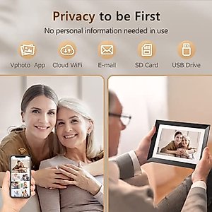 Digital Picture Frame - Benibela 10.1 Inch WiFi AI Smart Electronic Digital Photo Frame, Touch Screen, 32GB, Auto-Rotate, AI Recognition, 2 Filter Modes, Share Video via Email App USB, Wall Mountable