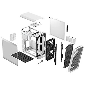 Fractal Design Torrent Compact White - Clear Tint Tempered Glass Side Panel - Open Grille for Maximum air Intake - Two 180mm PWM Fans Included - Type C - ATX Airflow Mid Tower PC Gaming Case