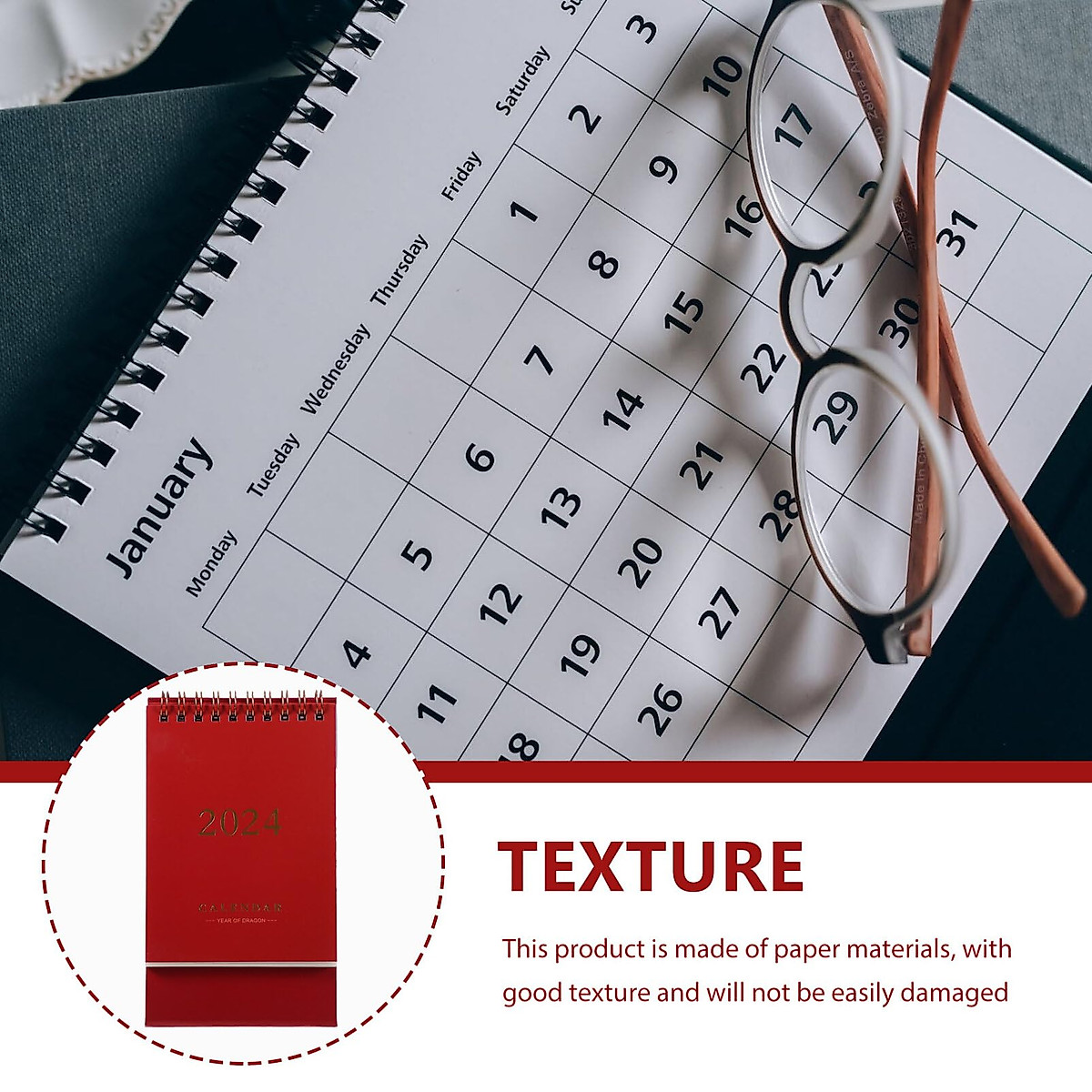 COHEALI Flip Desk Calendars Pocket Notepad 2023 2024 Calendar Small Desk Calendar 2023-2024 Standing Desk Calendar 2023 2024 Desk Calendar Mini Calendar 2024 Table Mat Paper Spiral Office