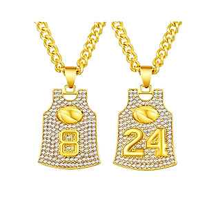 Winssigma Gold Basketball Jersey Necklace, Basketball Number Necklace for Basketball Fans Star Memorial Souvenir