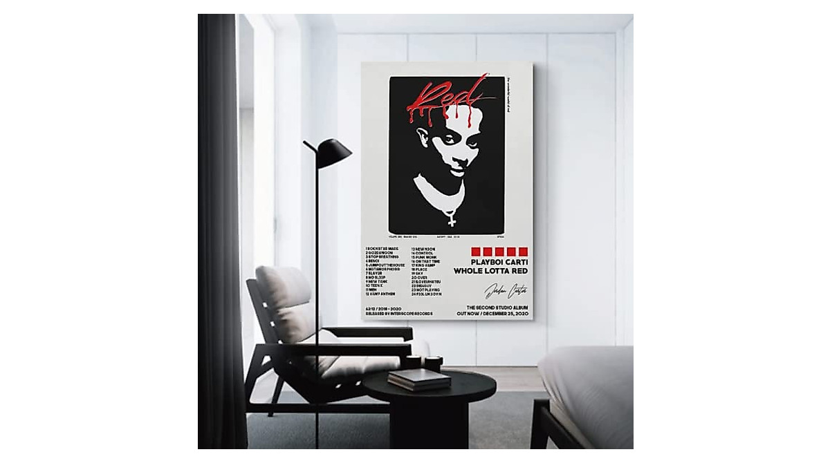 Playboi Carti Whole Lotta Red Canvas Wall Art 12x18 - Modern Room Decor