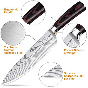 Bekhic Chef Knife - CKnife Pro Kitchen Knife 8-Inch Chef's Knife made of German High Carbon Stainless Steel ，Ergonomic Handle, Ultra Sharp