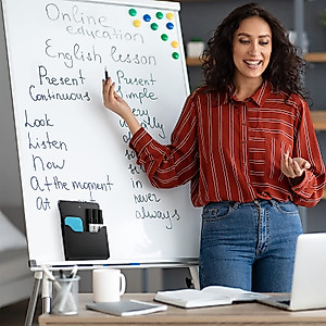 Patelai 3 Pcs Magnetic Wall File Holder Refrigerator Magnetic Locker Mail Organizer Wall Mount for File Cabinets Paper Magazine Pockets Storage Office(Multi Size,Black)