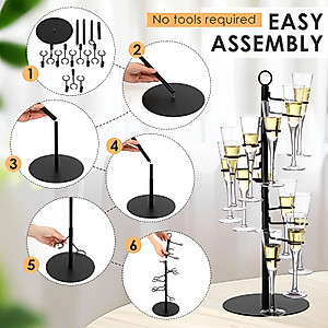 Black Metal Cocktail Tree Stand Cocktail Tasting Display Stand 12 Holders Spiral Staircase Drink Server for Champagne Martini Margarita Bar Weddings Bridal Shower Birthday New Year Celebration Events