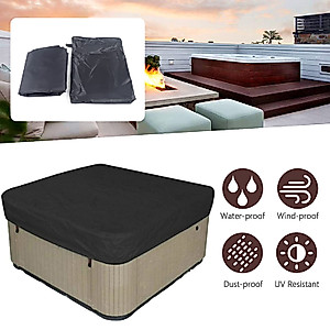 LYNICESHOP Square Hot Tub Cover, Heavy Duty Waterproof Oxford Cloth Hot Tub SPA Cover, Dust-Proof UV Resistant, 78.7 x 78.7 x 11.81 Inch