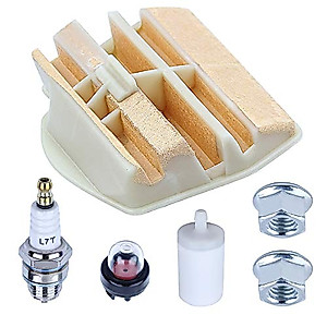 Adefol Chainsaw Air Filter Tune Up Kit For Husqvarna 450 Rancher 450 e II 445E II with Fuel Filter Spark Plug Primer Bulb Bar Nut Replacement Parts for 531309681 544080803 503443201