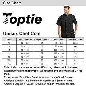 TOPTIE Unisex Short Sleeve Chef Coat Jacket, Black with Red