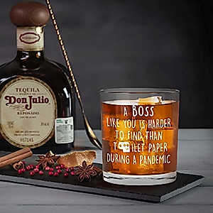 Futtumy Bosses Day Gift for Men, A Boss Like You Is Harder to Find Whiskey Glass, Funny Boss Gift Going Away Gift Farewell Gift Office Gift for Men Best Boss Manger Leader, Boss Rock Glass 10 oz