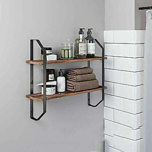 ESRW Rustic Industrial Wood Metal Wall Floating Shelf Storage Rack Bookshelf Bathroom Generic Wall Shelves Floating-Shelves Wall Decor Bedroom Decor Floating Shelves Bathroom Storage Wall shelve