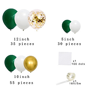 Dark Green White Balloon Garland Arch - 122PCS Dark Green Metallic Gold Balloons Green and Gold Balloons for Forest Birthday Green Gold Graduation Party Decorations
