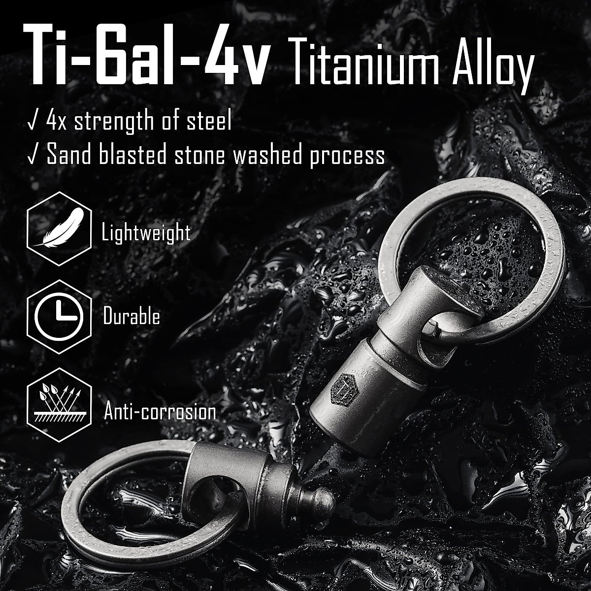 KeyUnity KA24 Detachable Key Ring Connector, Double-end Swivel Keychain Titanium Rotatable Key Organizer Linker for Carabine