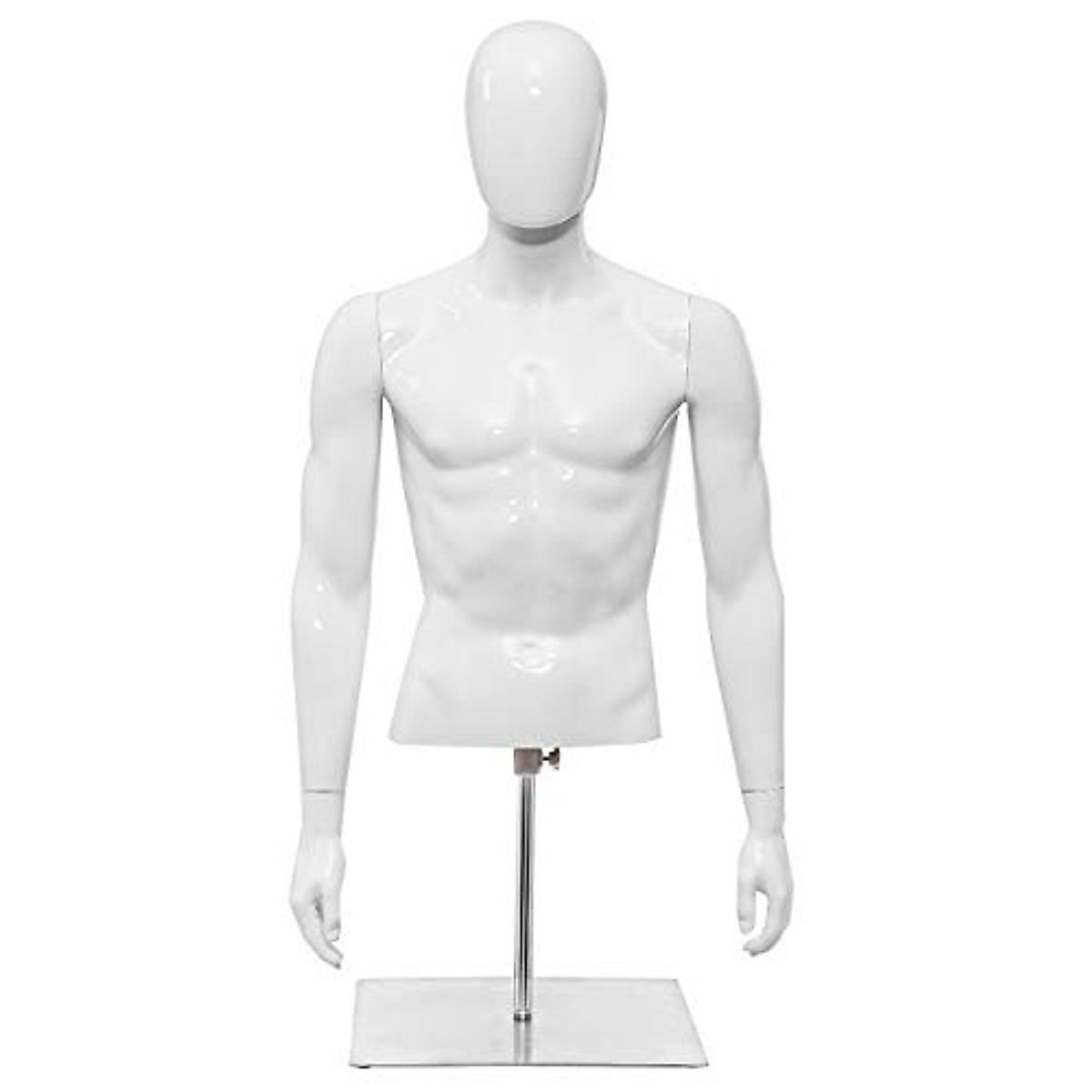 Giantex Male Mannequin Torso Adjustable Height Detachable Arms Dress Form Display w/ Metal Stand, Bright White