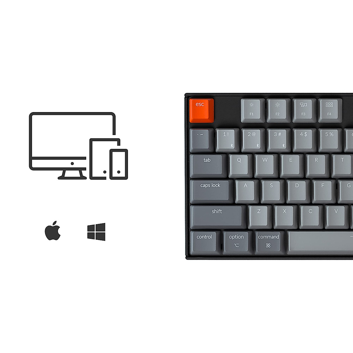 Keychron K8 Hot-swappable Wireless Bluetooth 5.1/Wired USB Mechanical Gaming Keyboard, Tenkeyless 87 Keys Computer Keyboard with Gateron G Pro Brown Switch RGB Backlight N-Key Rollover for Mac Windows