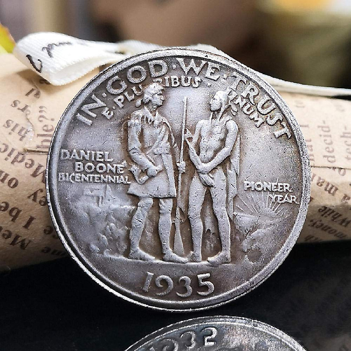 MKIOPNM 1935 Daniel Boone 200th Anniversary Half Dollar Commemorative Silver Coin Pioneer Coin Western Cowboy Theme Substitutes for Exquisite Handicraft Currencies