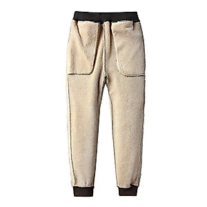 Yeokou Women's Warm Sherpa Lined Athletic Sweatpants Jogger Fleece Pants (X-Large, Black)