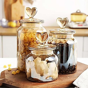 Glass Storage Jars - Clear Glass Candy Jar, Love Food Storage Pot For Cookies Snacks Dried Fruits And Nuts -grid-11 * 11 * 22.5cm (Color : Grid)