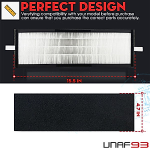 VNAF93 2 Sets T500 True HEPA Filter And Carbon Pre Filter Replaces TF-60 / TF60-MP TF60 Filter Compatible With Alen T500 Tower Air Purifier