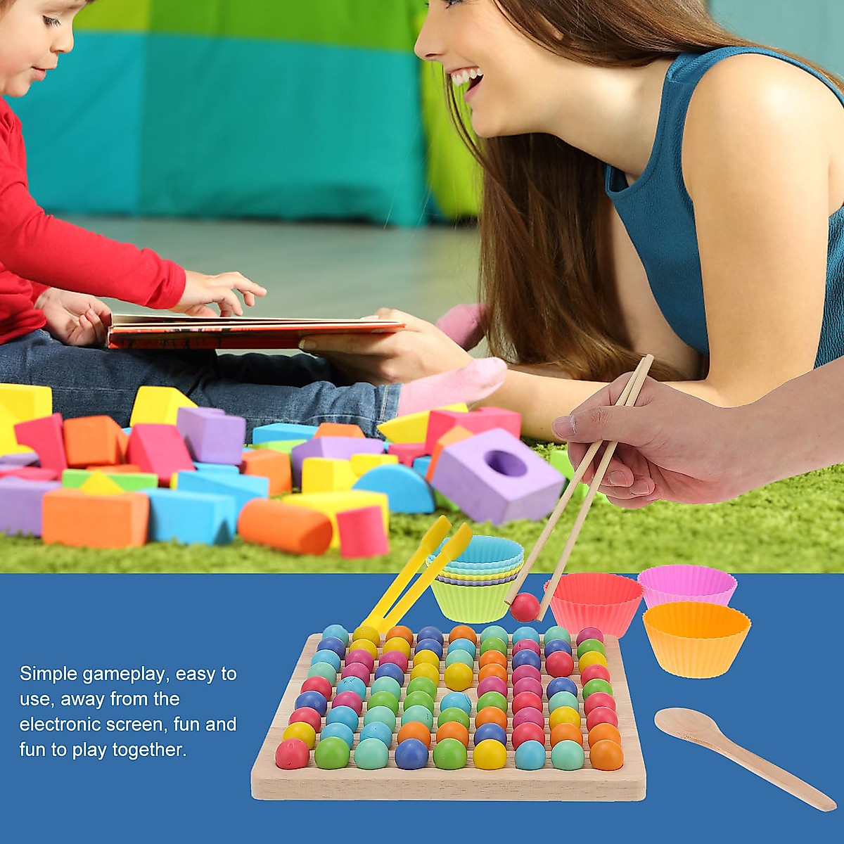 balacoo Bead Elimination Board Game for Adult Rainbow Ball Toy Wooden Toy