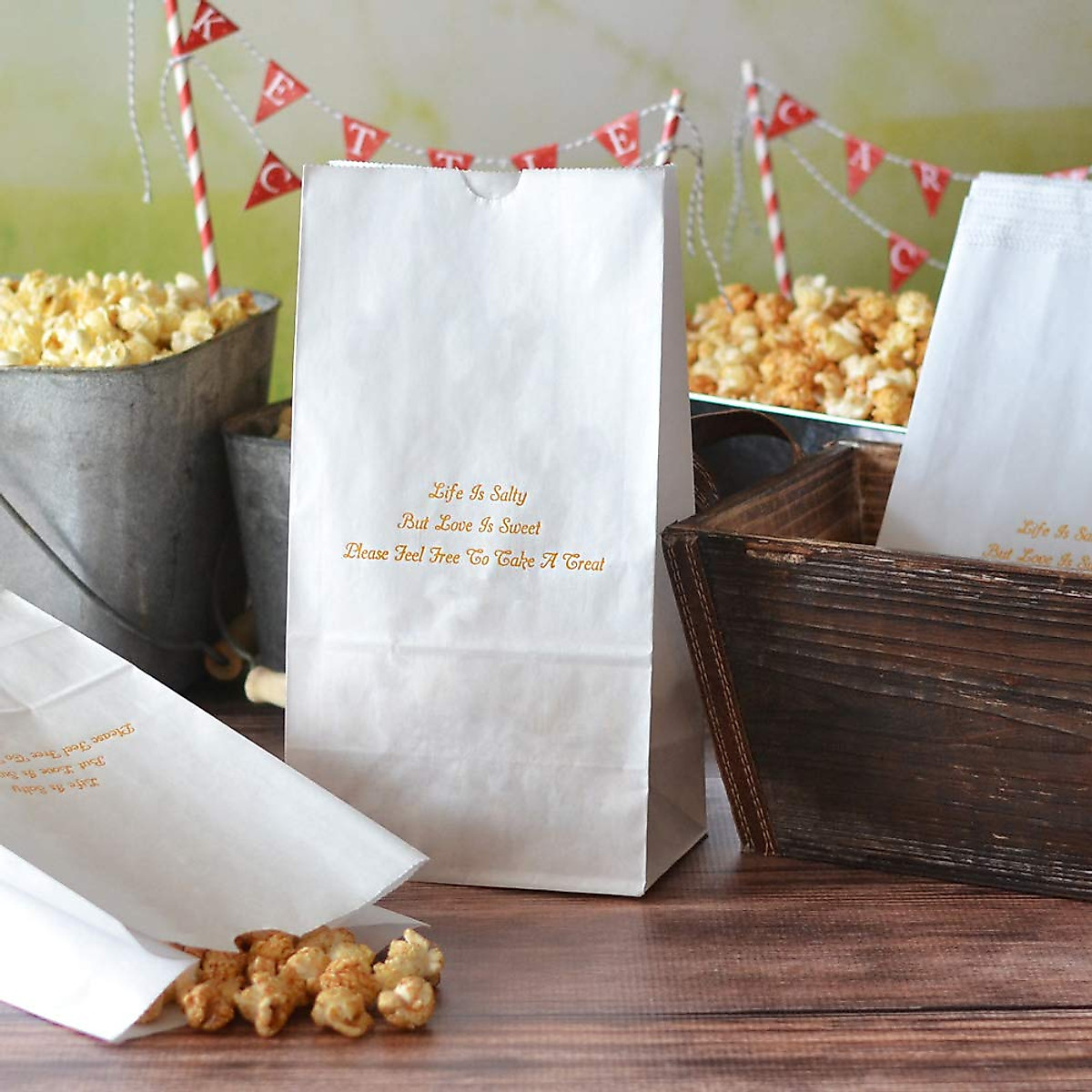 Self-Standing Plain White Paper Lunch Bags (100pk) 5-1/8 x 3-1/8 x 10-5/8 - Birthdays, Weddings, Bar or Bat Mitzvahs, Party Favor Bags, School Projects - Goodie Treat Bags - Includes Free Recipe Ebook