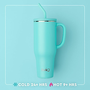 Swig Life 40oz Mega Mug, 40 oz Tumbler with Handle and Straw, Cup Holder Friendly, Dishwasher Safe, Extra Large Insulated Tumbler, Stainless Steel (Bits and Pieces)