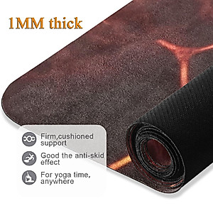GOODOLD Magma Textured Red Yoga Mat, 71 x 26 Inch Non-slip Yoga Mats Folding Travel Exercise Mat Indoor Outdoor Gym Pilates with Storage Bag for Women Men