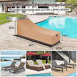 QH.HOME Waterproof Chaise Lounge Cover 900D Heavy Duty - 1 Pack Outdoor Patio Lounge Chair Cover Strong Tear Resistance, Fade UV Resistant Patio Furniture Covers with Air Vent 80" L x 32" W x 25" H