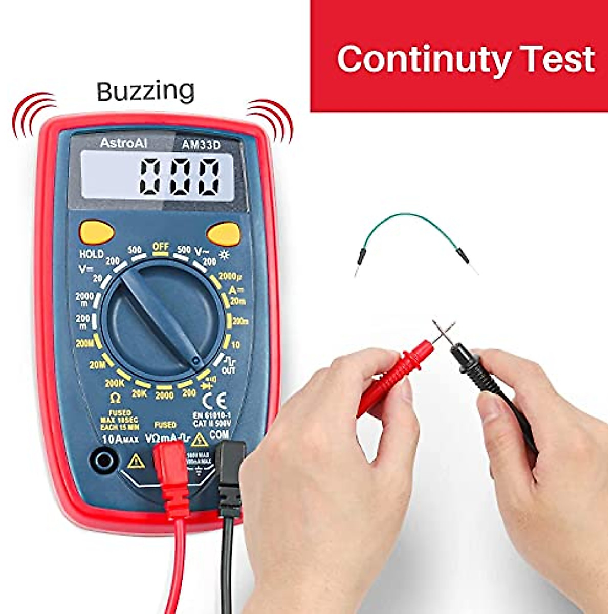AstroAI Multimeter Tester 2000 Counts Digital Multimeter with DC AC Voltmeter and Ohm Volt Amp Meter ; Measures Voltage, Current, Resistance; Tests Live Wire, Continuity