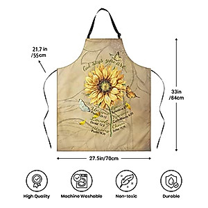KIYIYZER Christian Gifts for Women, Inspirational Gifts for Women, Religious Cooking Apron Sunflower Gifts for Women Birthday Gifts for Mom Grandma