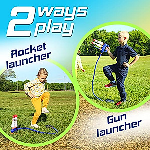New Bounce Rocket Launcher for Kids - Adjustable 2-in-1 Jump Rocket Set - Includes a Sturdy Launch Pad and 4 LED Rockets - Soars Up to 150 Ft - Fun Kids Outdoor Toys (4 Pc Rocket Launcher)