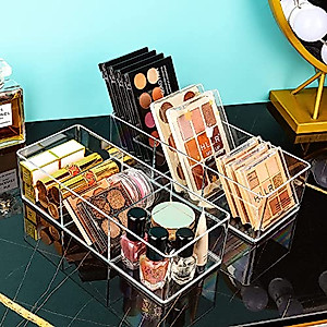 JessLab Acrylic Organizer, 2PK Cube Sections Makeup Organizer for Drawer, Makeup Organizer for Vanity, Countertop, Bathroom, Kitchen and Cabinet Storage(3+3 Compartment)