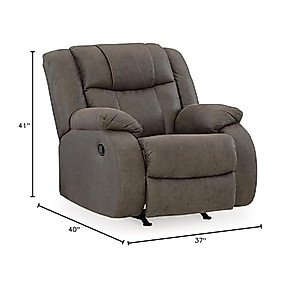 Signature Design by Ashley First Base Modern Faux Leather Rocker Recliner, Gray