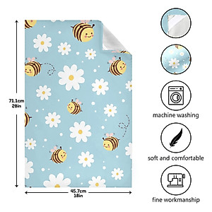 Kigai Bee and Daisy Kitchen Towels, 18 x 28 Inch Super Soft and Absorbent Dish Cloths for Washing Dishes, 4 Pack Reusable Multi-Purpose Microfiber Hand Towels for Kitchen