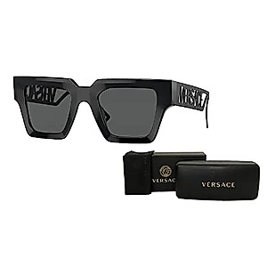 Versace VE4431 50MM Black/Dark Grey Square Sunglasses for Women + BUNDLE With Designer iWear Complimentary Eyewear Kit