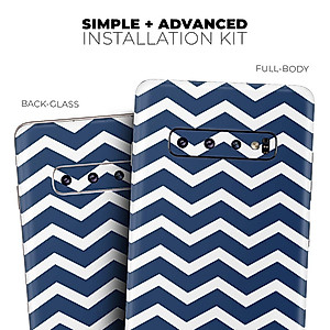 DesignSkinz White and Navy Chevron Stripes Protective Vinyl Decal Wrap Skin Cover Compatible with The Samsung Galaxy S20 (Screen Trim & Back Glass Skin)