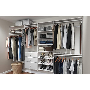 Easy Track PH45-WH Dual Tower Closet Storage Wall Mounted Wardrobe Organizer Kit System with Shelves and Drawers for Bedroom in White with Hardware