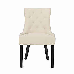 Christopher Knight Home Gwendolyn Contemporary Tufted Fabric Dining Chairs (Set of 4), Beige, Espresso
