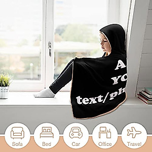 JKSER Custom Hooded Blankets, Personalized Wearable Blanket with Pictures and Text, Flannel Gift for Family, Best Friend, Lover or Wife, Variety of Colors can be Selected 40 Inx 50In, 40Inx50In