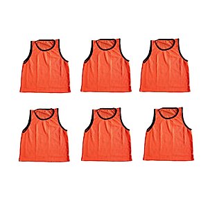BlueDot Trading Adult Nylon Mesh Scrimmage Pinnies Training Vest for team practice for all kinds of sports Soccer, Lacrosse, Football, Basketball, Orange, 1 Pack of 6