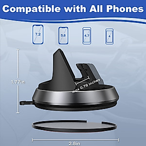 MEIDI Dashboard Phone Holder, Car Phone Holder Mount, Thickness Adjustable Car Cell Phone Cradle, 360°Rotatable Car Mat Compatible with iPhone,Samsung,Android Smartphones