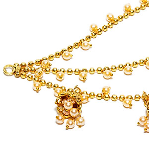 Bindhani Gold Plated Bahubali Earrings Hair Chain With Small Dangling Jhumki Crafted By Indian For Women