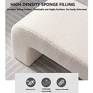 AUQMTAIN Modern Fuzzy Sherpa Upholstered Ottoman Bench, Entryway Bench, End Bed Bench, Footrest for Bedroom, Living Room, End of Bed, Hallway (47.2")