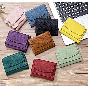 IJPQIJ 2023 New Unisex Anti-Credit Card Fraud Folding Mini Wallet, Genuine Leather RFID Blocking Card Holder Organizer Pocket Mini Wallet (Purple)