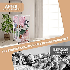 Joonly Stuffed Animal Storage, Stuffed Animal Zoo Storage Box with 360° Brake Wheels Toy Storage Holder, Plush Toys Storage Organizer for Kids Playroom, Bedroom, Nursery