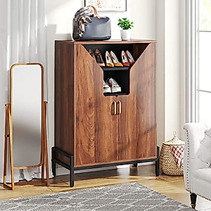 Tribesigns Large Shoe Cabinets, 23 Pairs Shoes Storage Cabinet for Mens with Doors and Adjustable Shelves for Entryway, Hallway