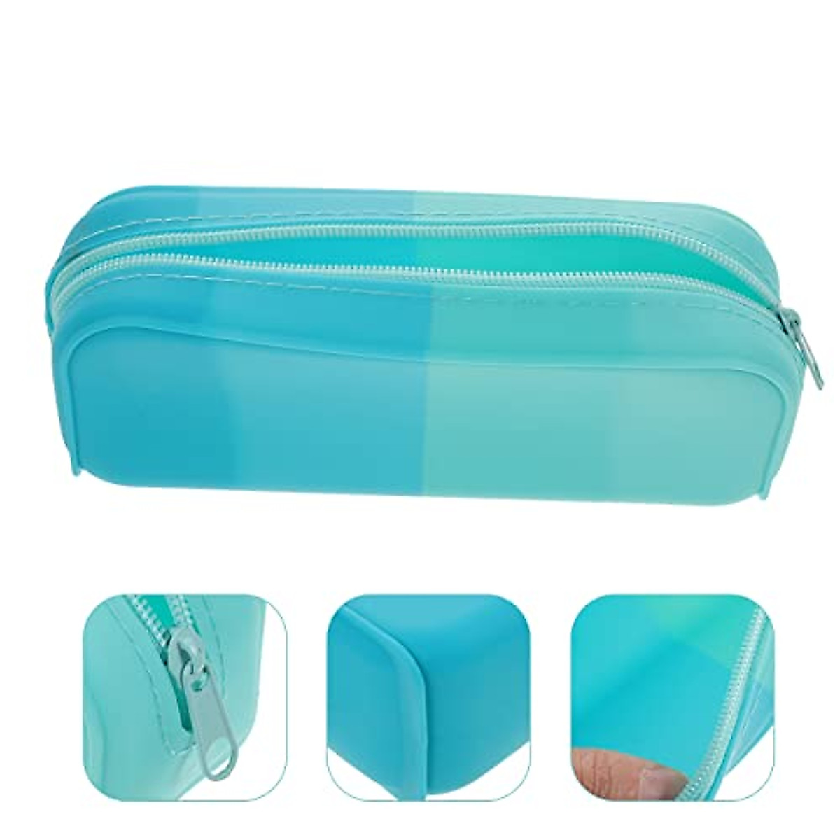Silicone Pencil Case Pouch Bag Candy Color Pencil Case Cute Pen Case Silicone Pencil Case Small Cute Aesthetic Zipper Pencil Pouch for Travel Cosmetics Makeup Green