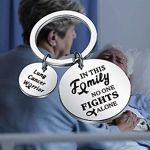 Lung Cancer Awareness Gifts Lung Cancer Keychain Survivors Gifts Inspirational Lung Cancer Support Gifts in This Family No One Fights Alone (Lung Cancer Keychain)