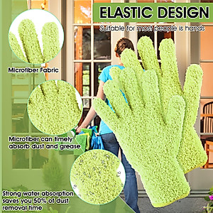 Sibba 2pcs Microfiber Dusting Mitt Gloves Auto Household Cleaning Mittens Cloth Reusable Washable Gloves for Men Women Kitchen House Blinds Plants Mirrors Lamps Car Cleaning (Yellow)